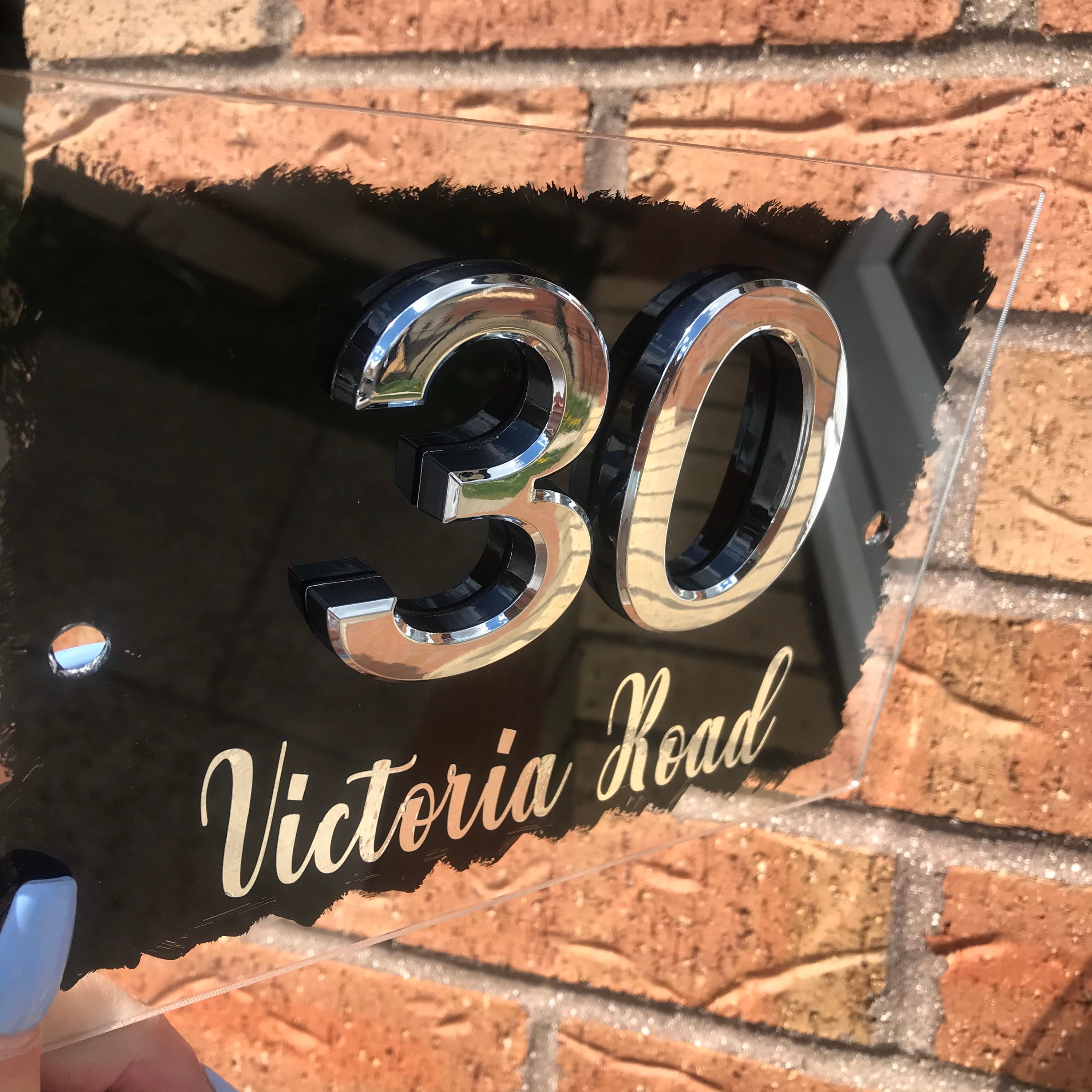 Door Number Sign 3D Hand Painted Acrylic Front Door Sign | Etsy