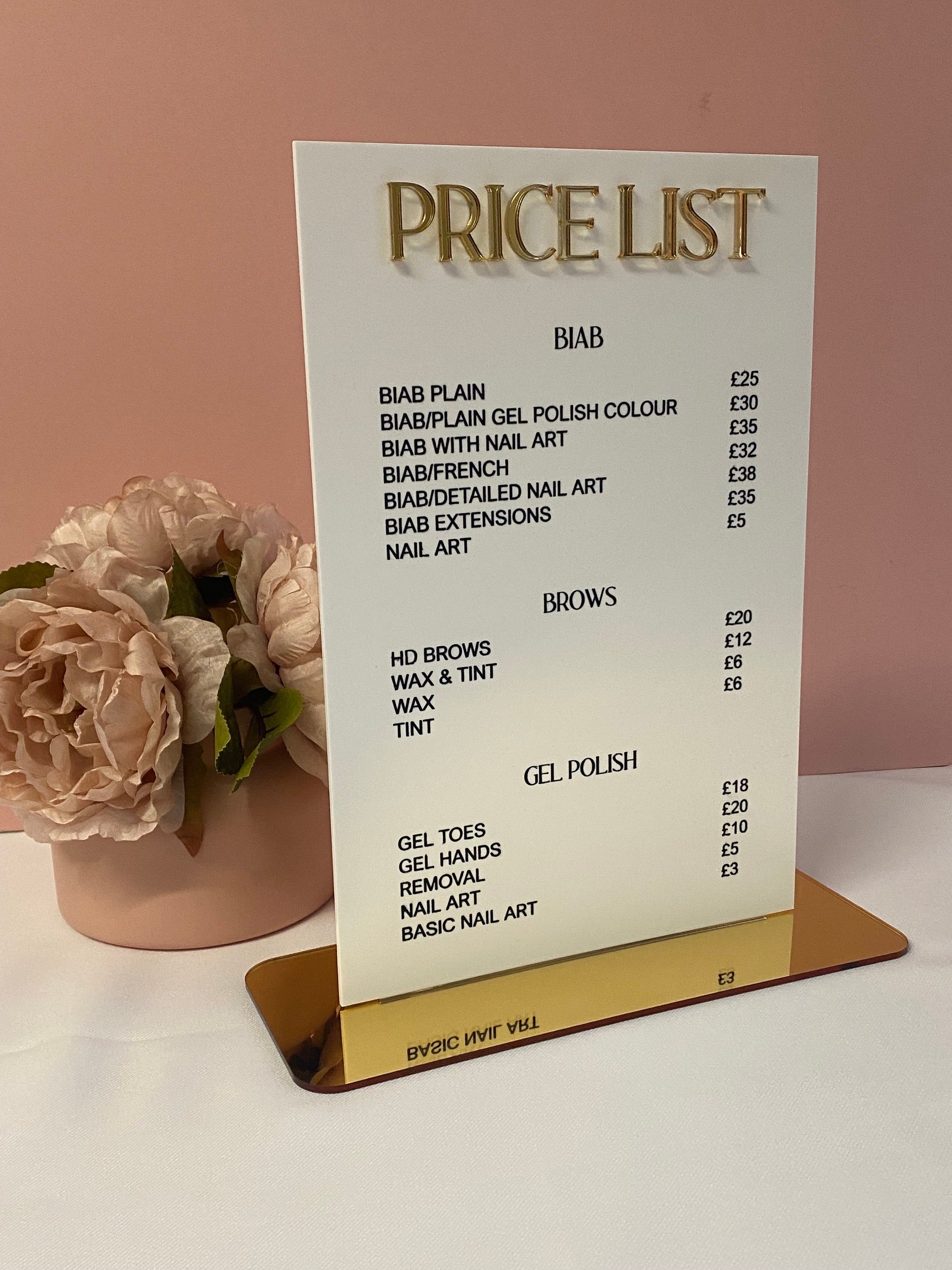 Custom Acrylic Salon Price List Sign: Engraved Small Business Decor - Etsy