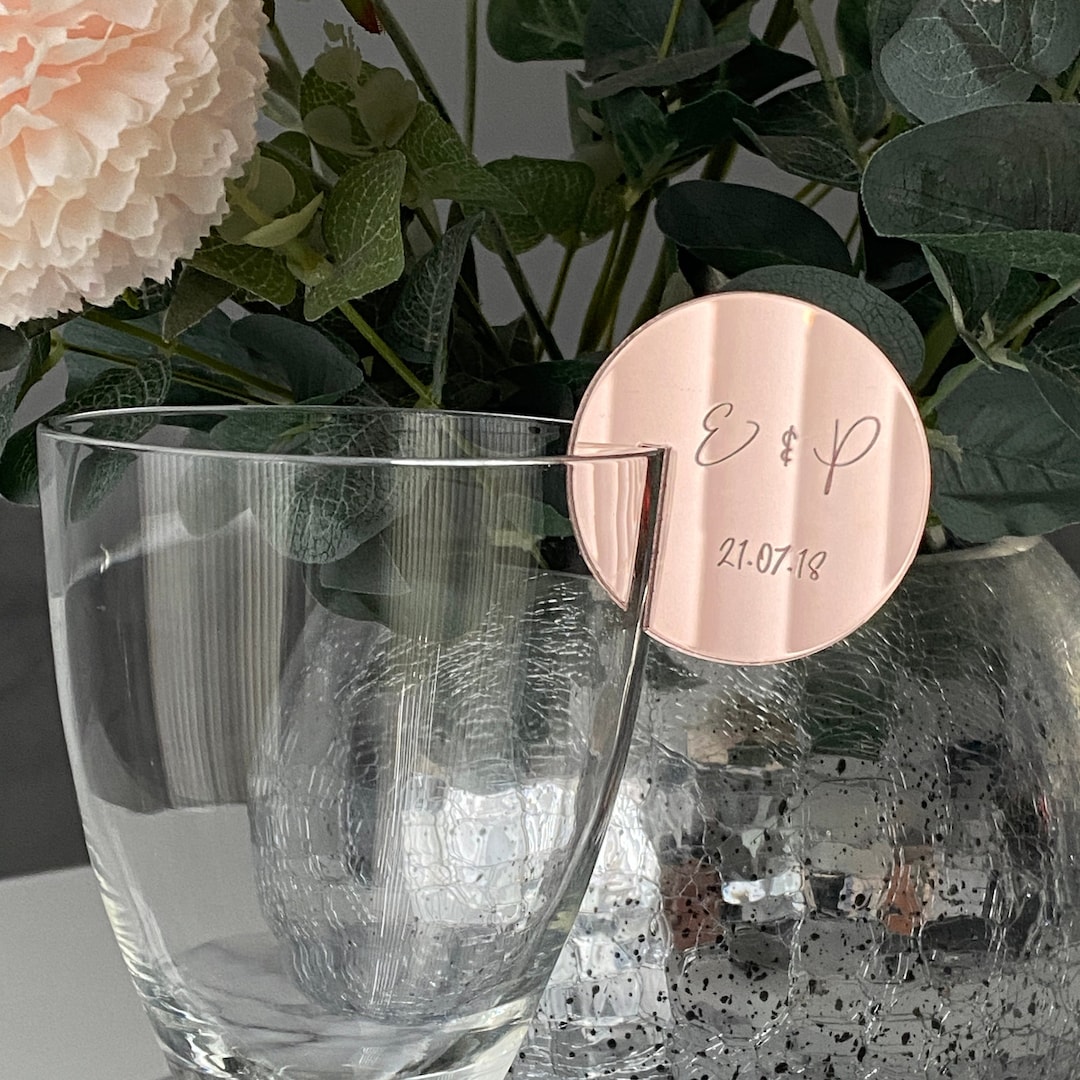 Personalised Drink Charms, Acrylic Cocktail Glass Charm, Engraved ...