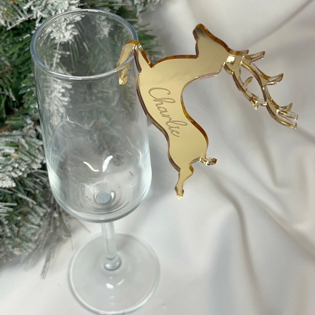 Personalised Reindeer Place Setting: Acrylic Christmas Drink Marker ...