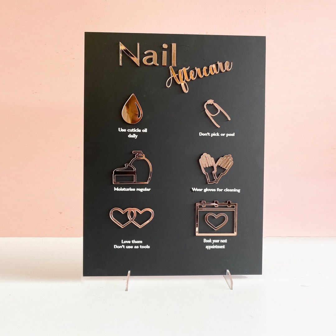 Nail Aftercare Advice Wall Sign, A3 Acrylic Beauty Salon Sign, 3D ...
