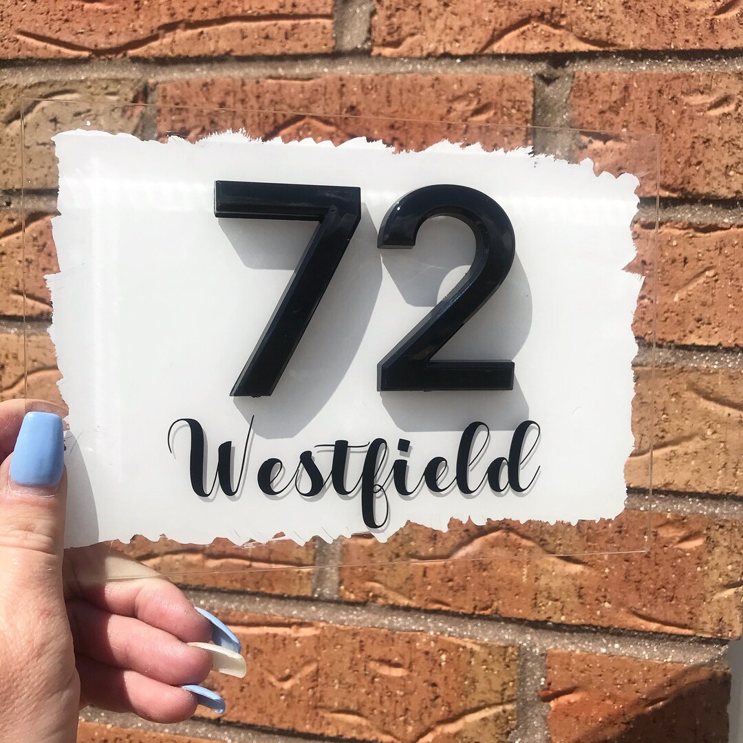 Door Number Sign, 3D Hand Painted Acrylic Front Door Sign, House Number ...