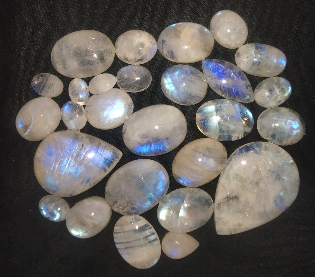 130cts 9-23mm White Rainbow Amazing White Rainbow Blue Moonstone Grade ...