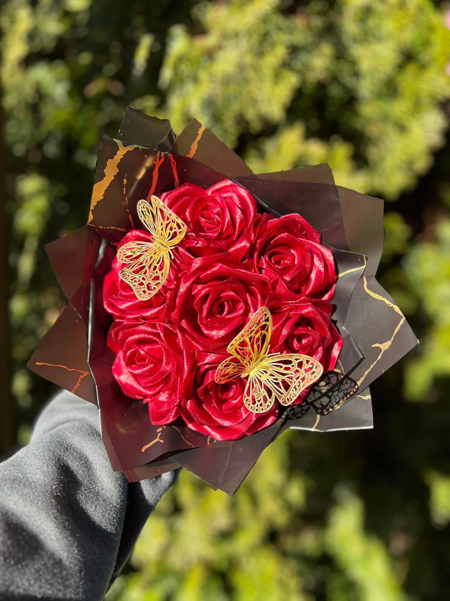 Eternal Ribbon Rose Bouquet - Etsy