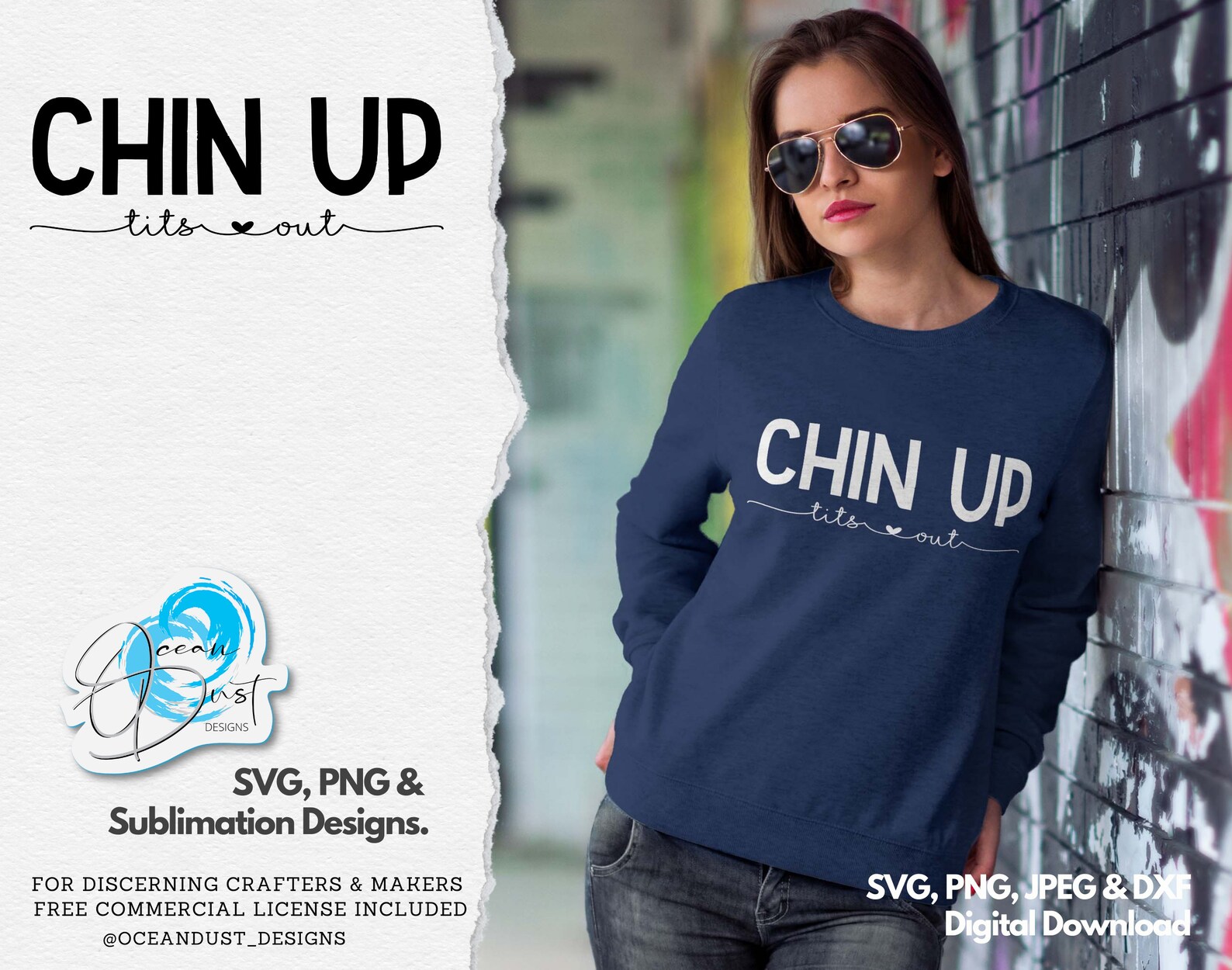 Chin up Tits Out SVG Cut File Positive Quotes Boobs Clip - Etsy