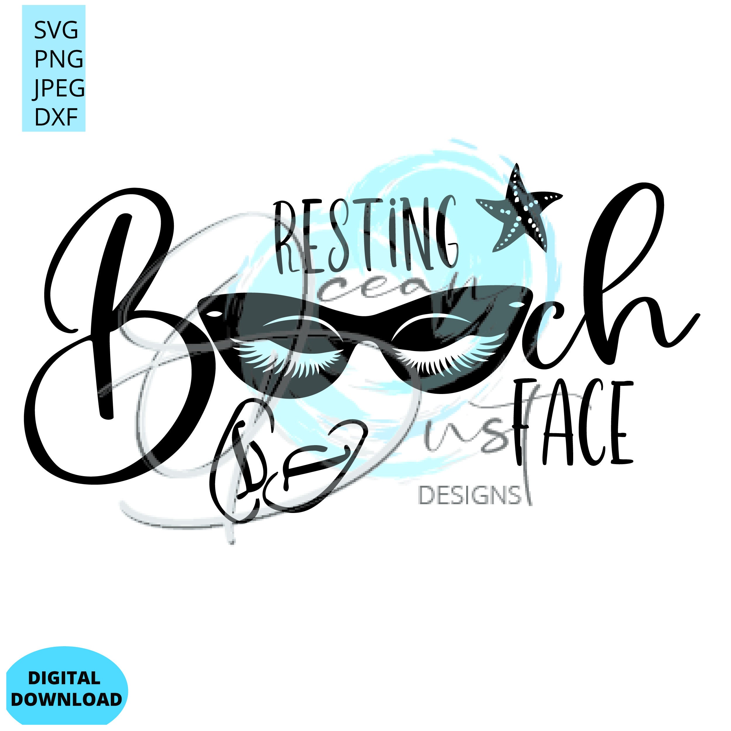 Resting Beach Face SVG Cut File for Cricut Silhouette Lake - Etsy