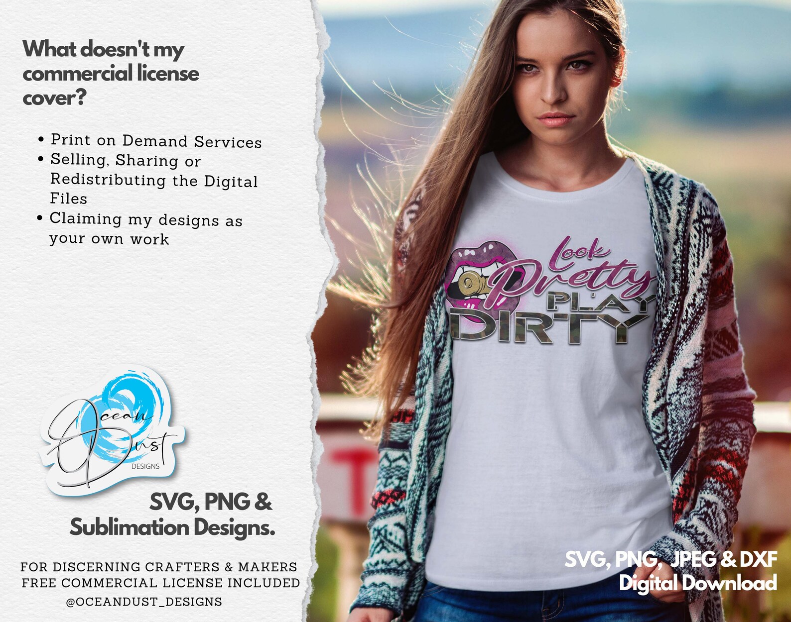 Look Pretty Play Dirty SVG Sublimation Design Hunting Girl - Etsy