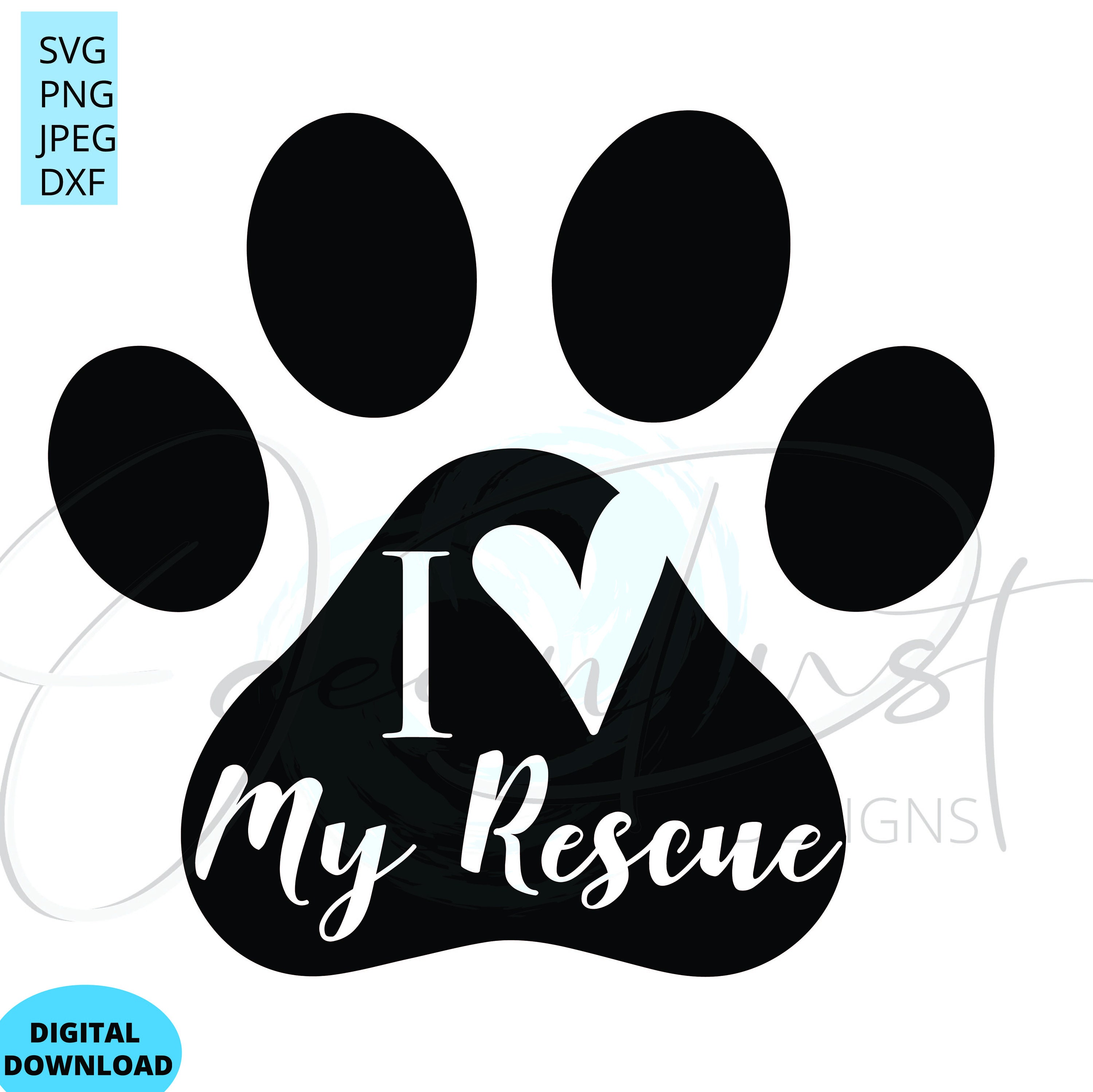 I Love my Rescue Dog SVG File for Cricut & Silhouette Rescue | Etsy