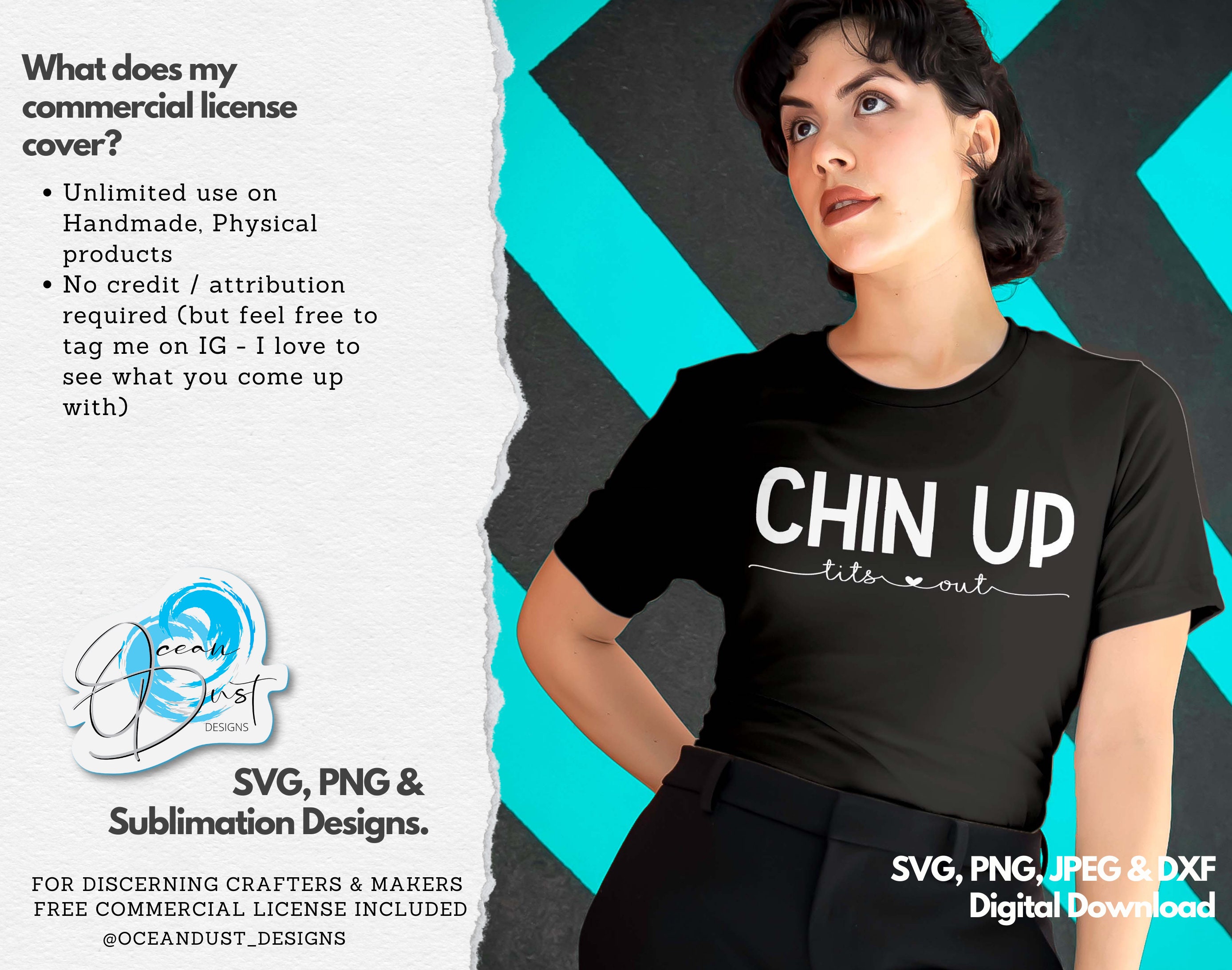 Chin up Tits Out SVG Cut File Positive Quotes Boobs Clip - Etsy