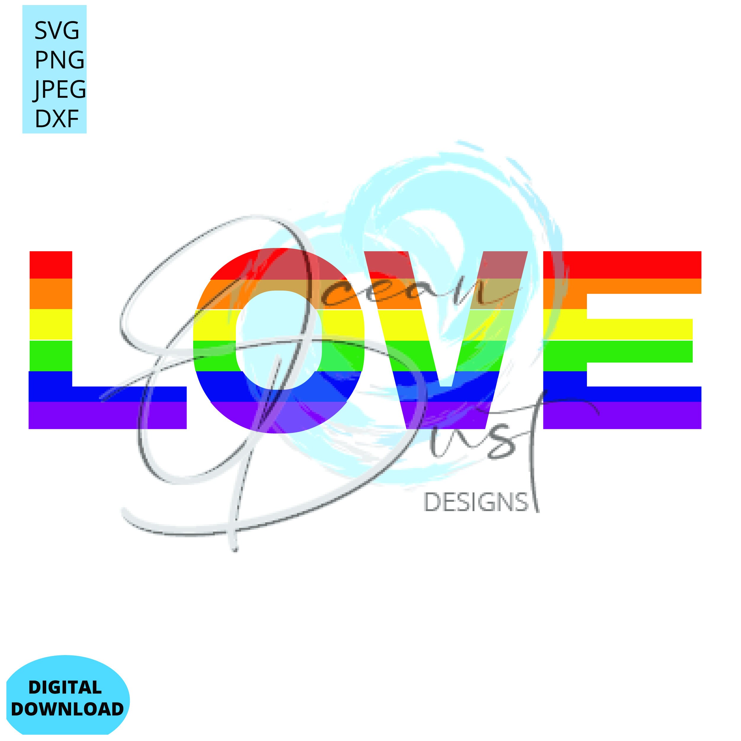 Rainbow Love SVG Cutting File for Cricut & Silhouette Pride - Etsy
