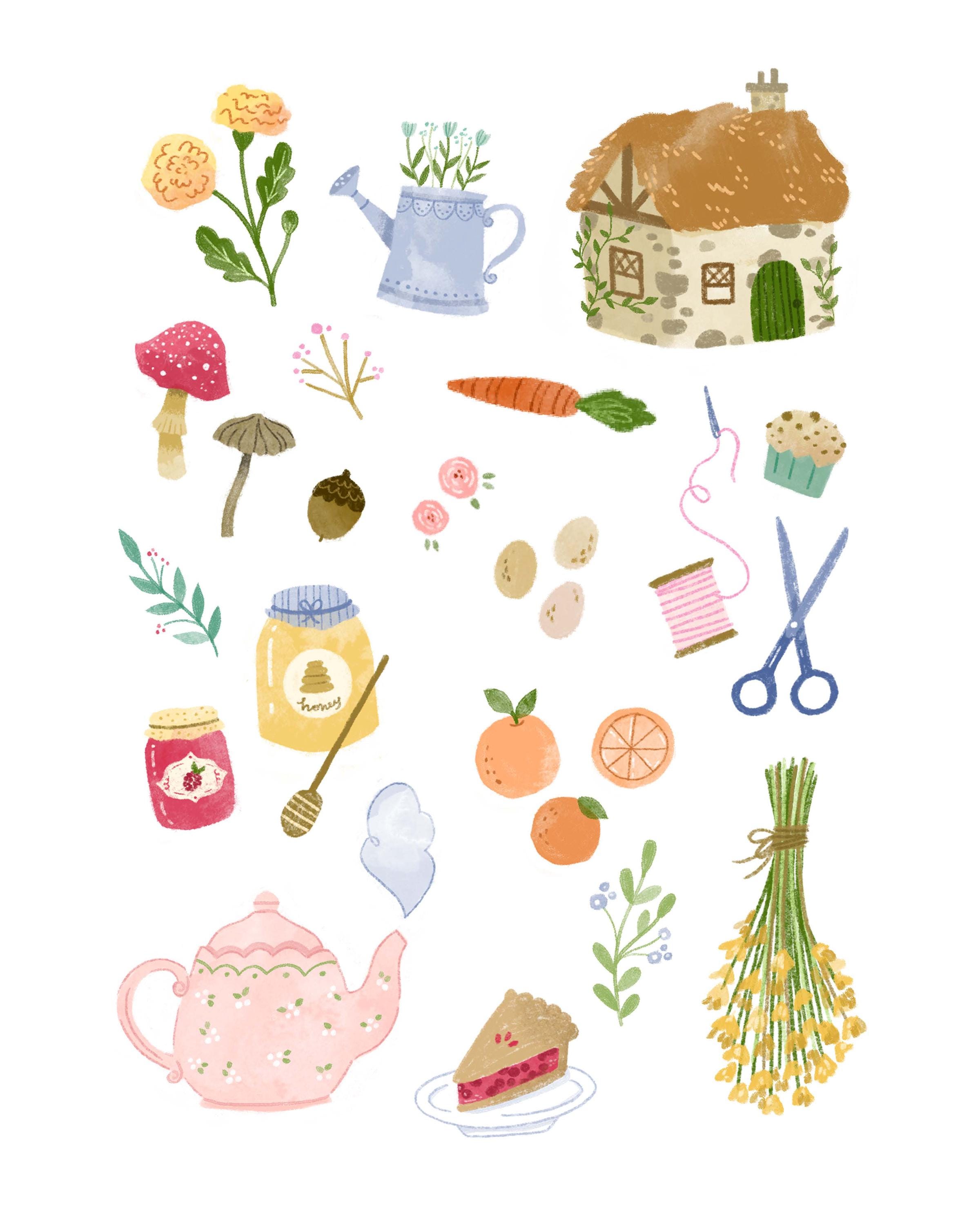 Spring Cottage Art Print | Wall Art, Floral, Literary Quote, Gardening ...