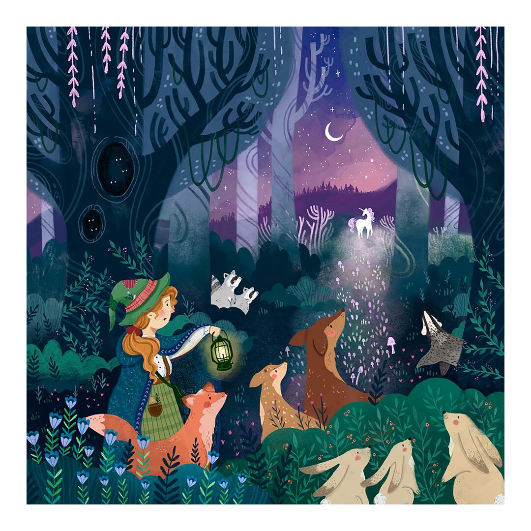 Little Witch Print | Wall Art, Nursery Kids Room, Floral Illustration ...