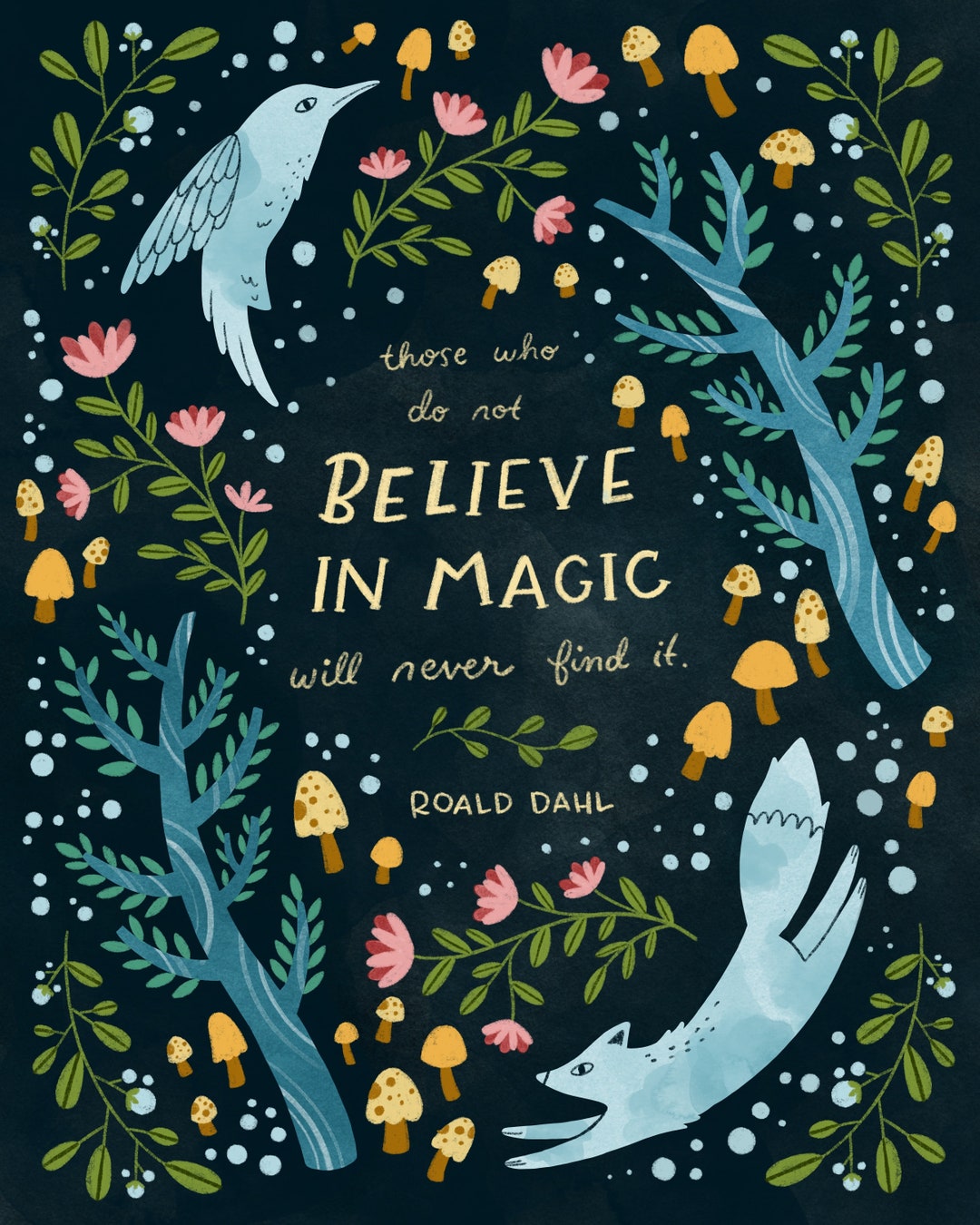 Believe in Magic Print | Wall Art, Nursery Kids Room, Floral ...