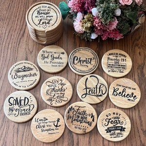 Bible Verse Oak Coasters christian Coasters Gift christian - Etsy