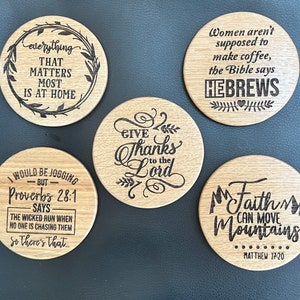 Bible Verse Oak Coasters ,christian Coasters Gift ,christian Home ...