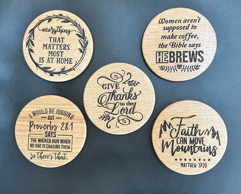 Bible Verse Oak Coasters christian Coasters Gift christian - Etsy