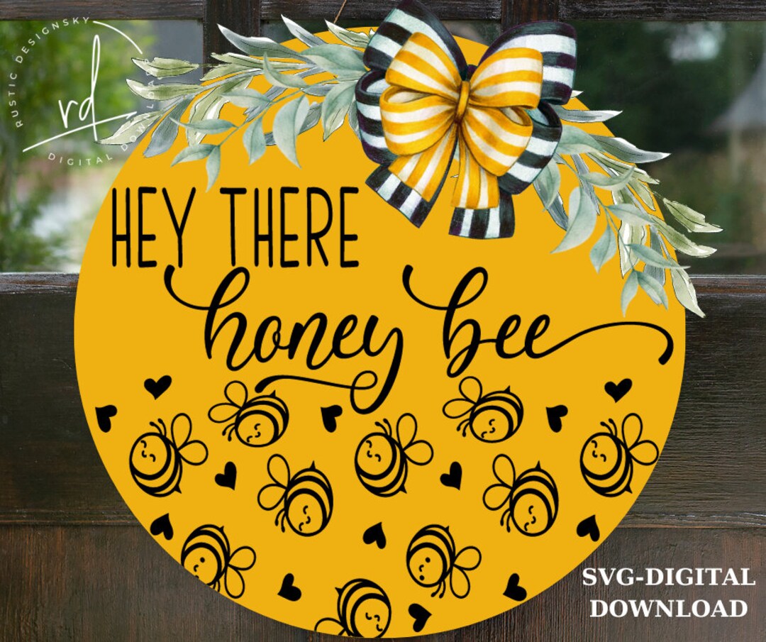 SVG/PNG- Hey There Honey Bee With Bee and Heart Pattern-cricut ...