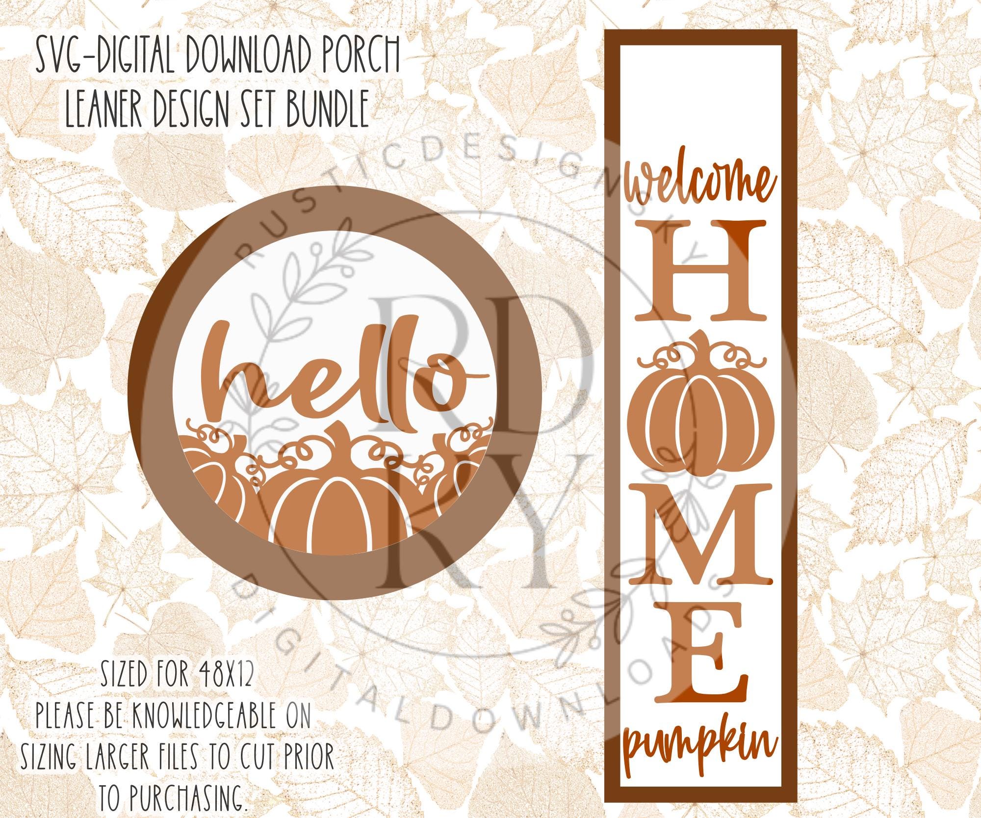 SVG/PNG File- BUNDLE Set Hello With Pumpkin Door Hanger Design and ...