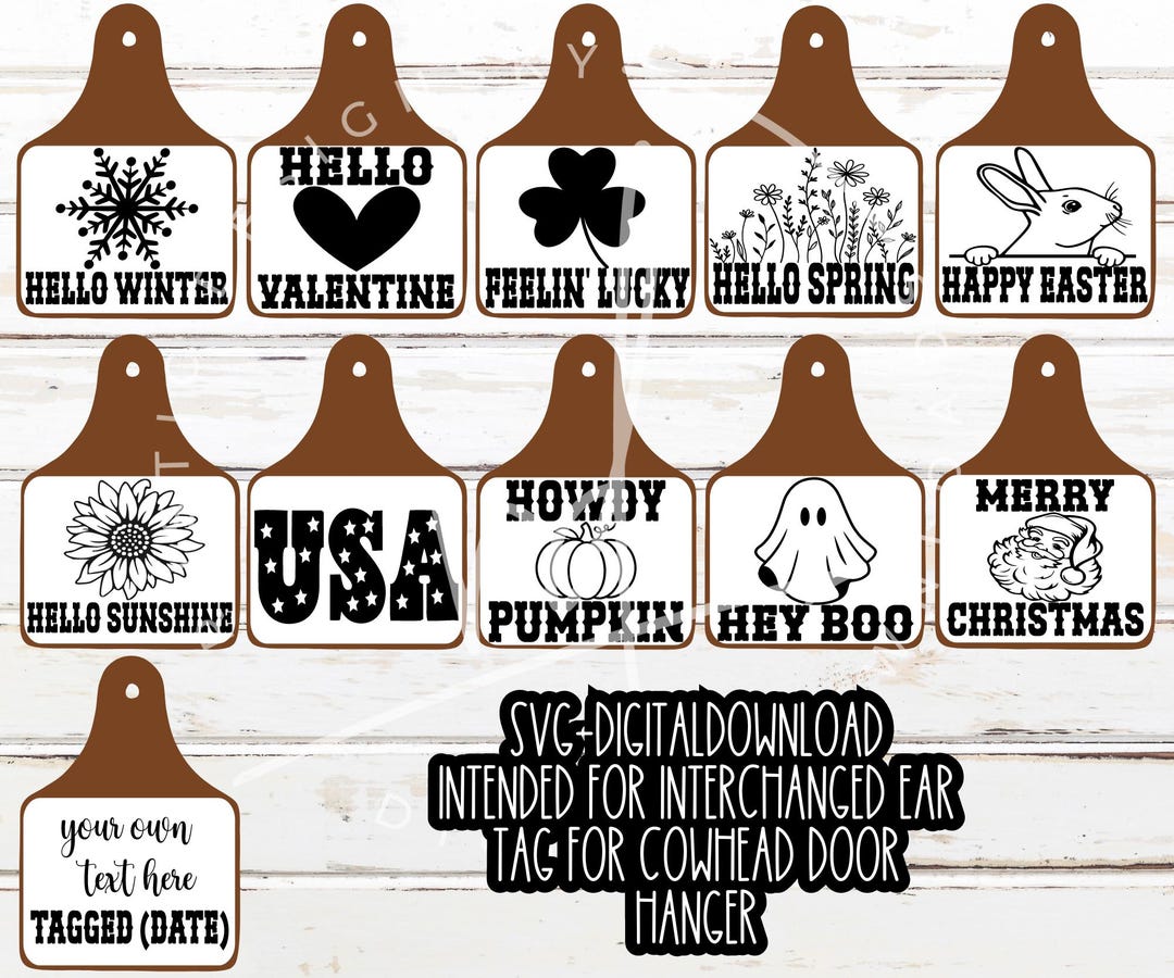 SVG/PNG- Interchangeable Cow Tag Sign- Cricut|digitaldownload ...