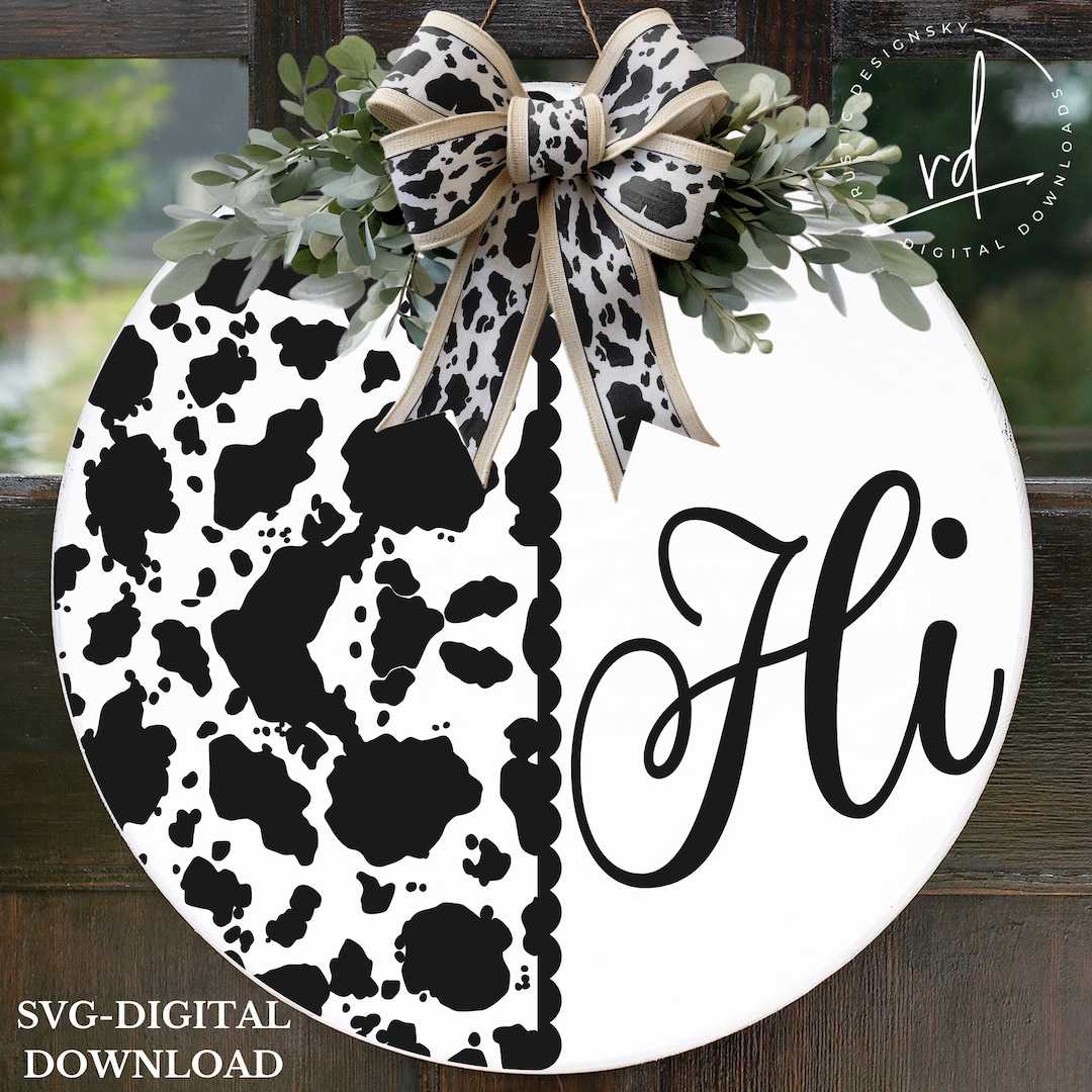 SVG/PNG- Hi With Cowhide Print Pattern Design-cricut|digtialdownload ...