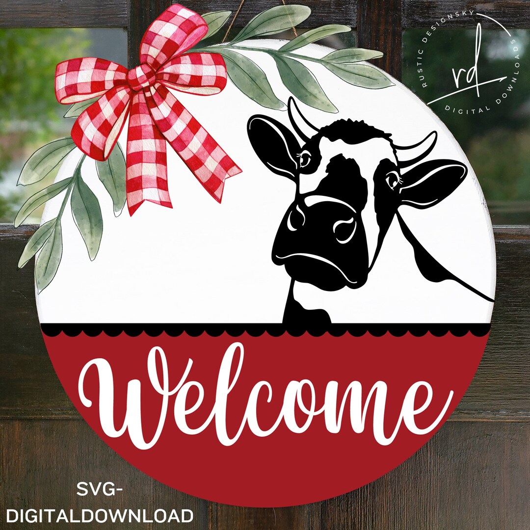 SVG/PNG- Welcome Cow Head Design-cricut|digitaldownload - Etsy