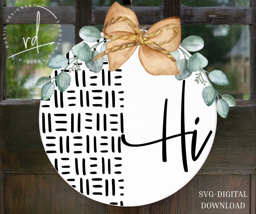 SVG/PNG- Hi With Mudcloth Pattern-cricut|digitaldownload ...
