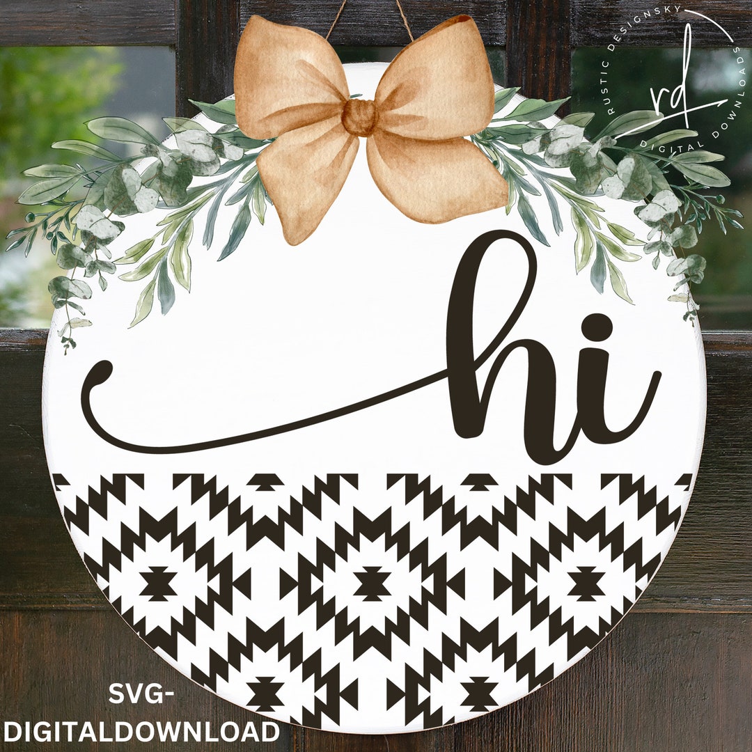 SVG/PNG- Hi With Aztec Pattern Design-cricut|digitaldownload|boho ...