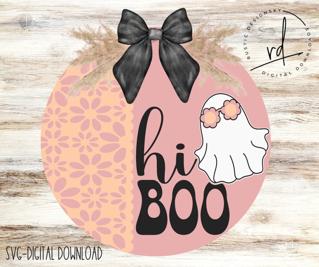 SVG/PNG- Hi Boo With Daisy Pattern and Retro/boho Layered Ghostie With ...