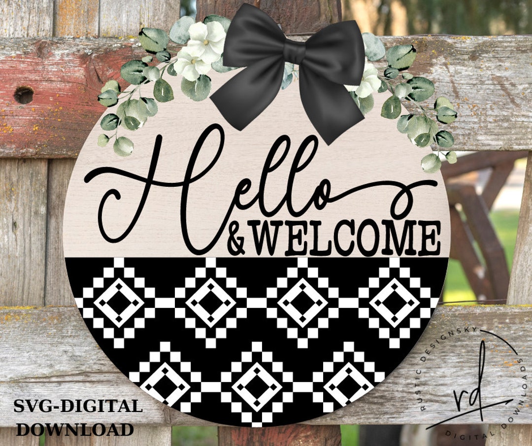 SVG/PNG- Hello and Welcome Aztec Pattern-cricut|digitaldownload - Etsy