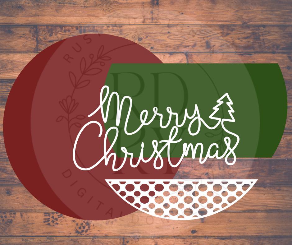 SVG/PNG- Merry Christmas, Curly Lettering With Christmas Tree and Polka ...