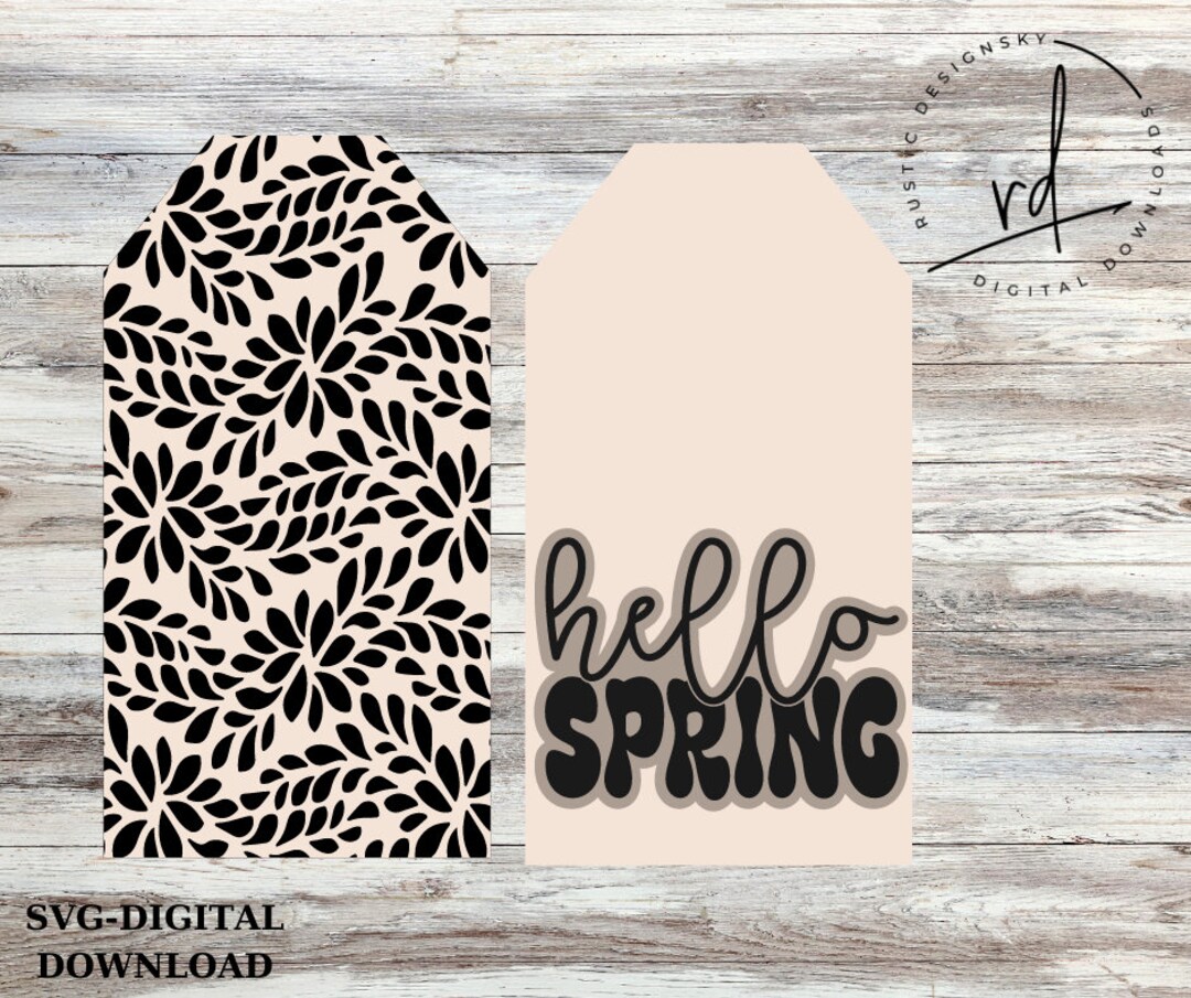 SVG/PNG- Hello Spring With Floral Patten Door Tag Design-circut ...