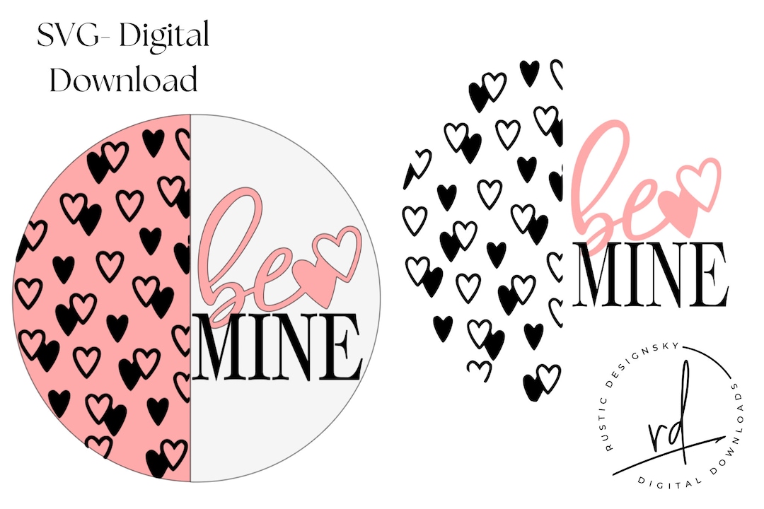 SVG- Be Mine Double Heart Pattern-cricut|digitaldownload ...