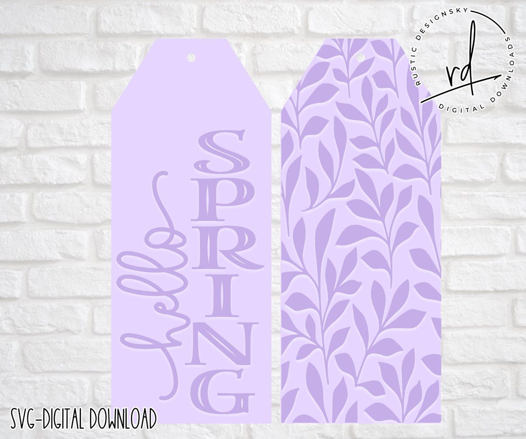Svg/png-hello Spring Door Tag Designs With Floral Leaf Pattern-cricut ...