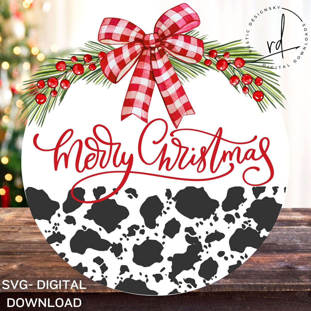 SVG/PNG- Merry Christmas Cowhide Pattern-cricut|digitaldownload ...