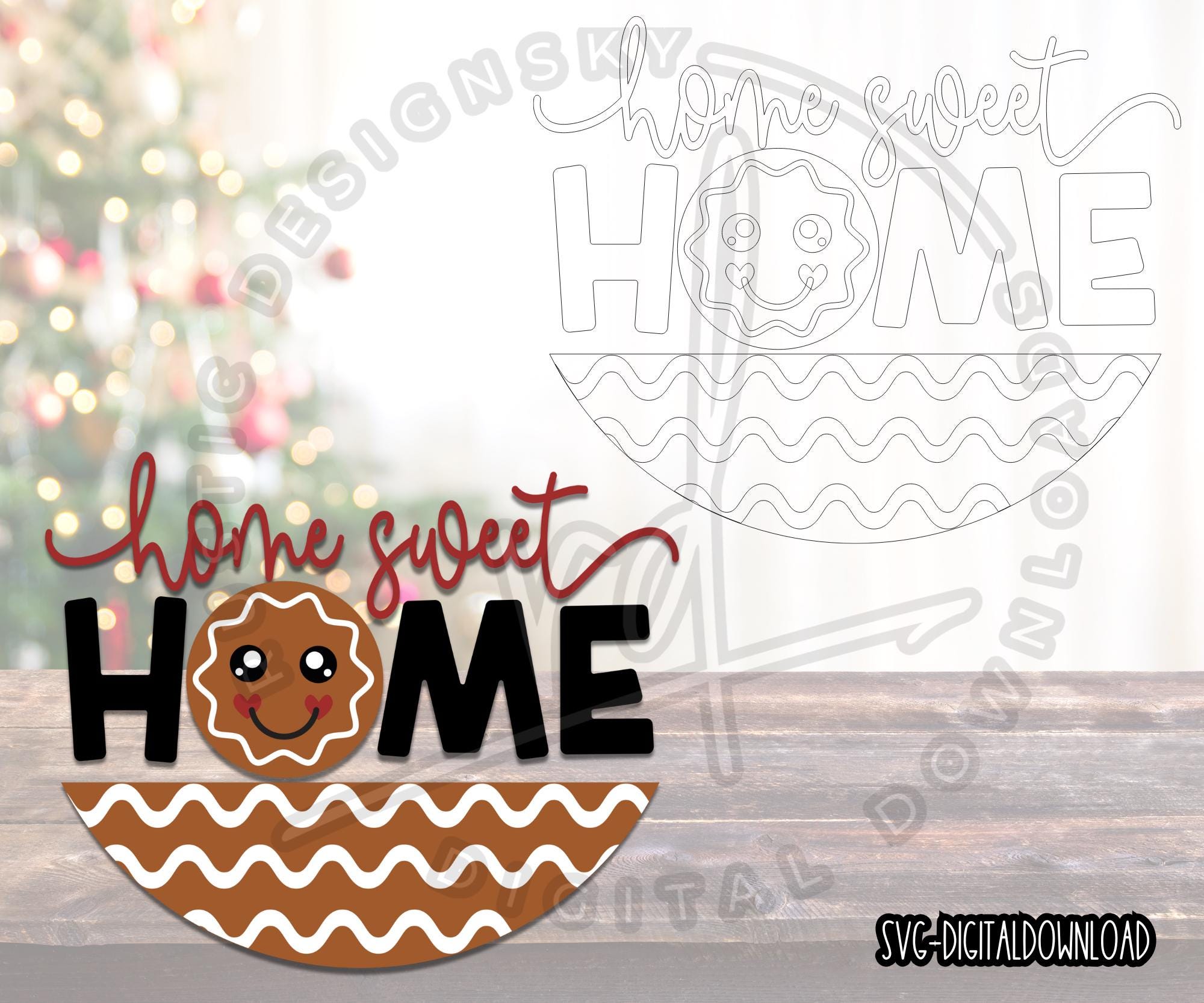 SVG/PNG- Home Sweet Home With Layered Gingerbread Face and Wavy Icing ...