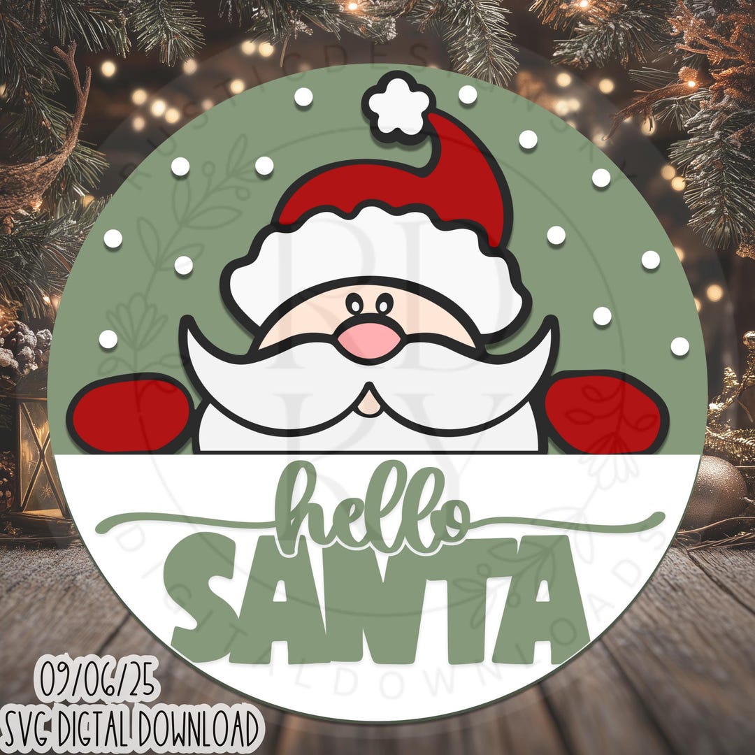 Svg/png-hello Santa With Layered Santa Claus and Snow Dots-cricut ...