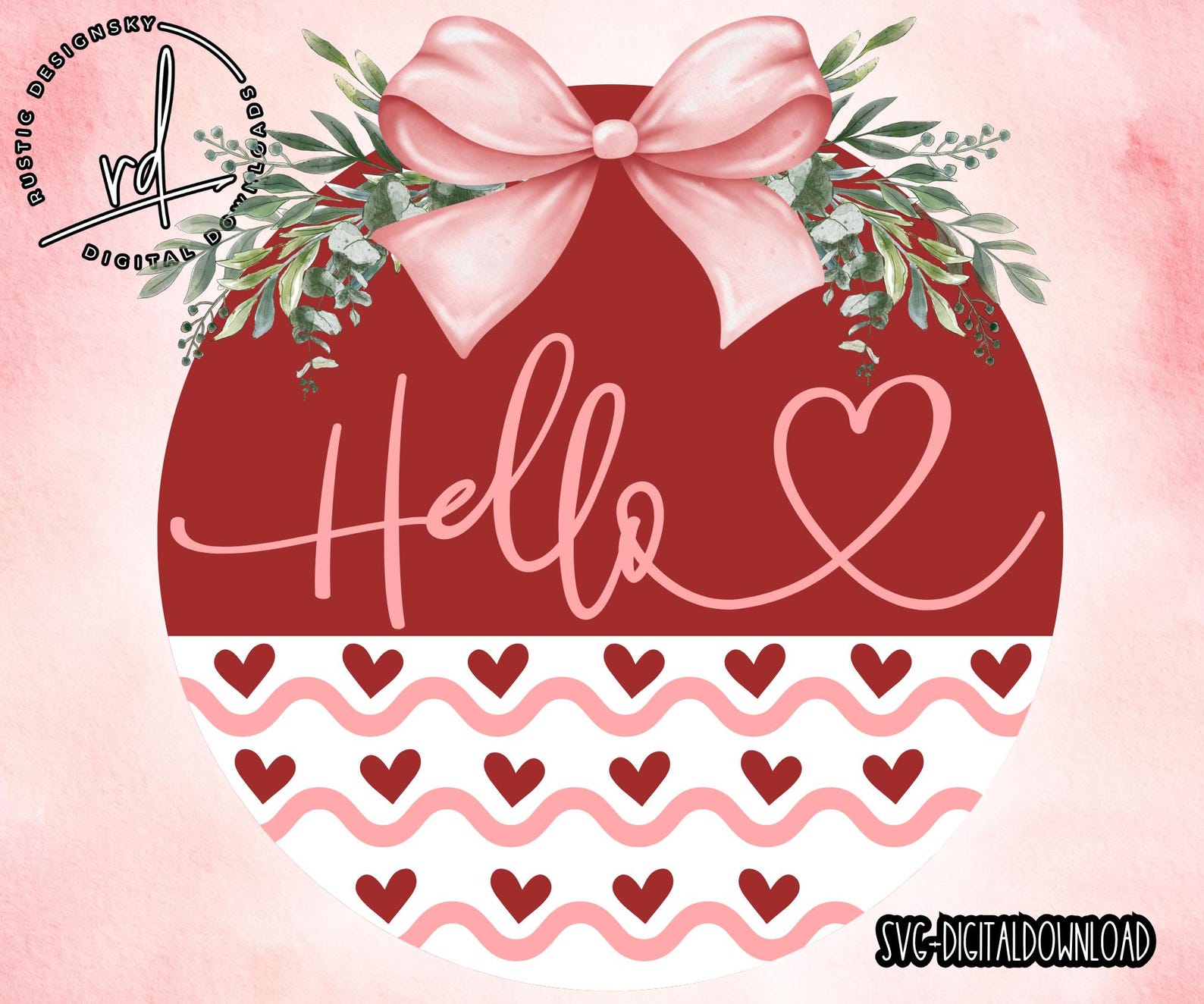 SVG/PNG- Hello With Wavy and Heart Pattern Design-cricut ...