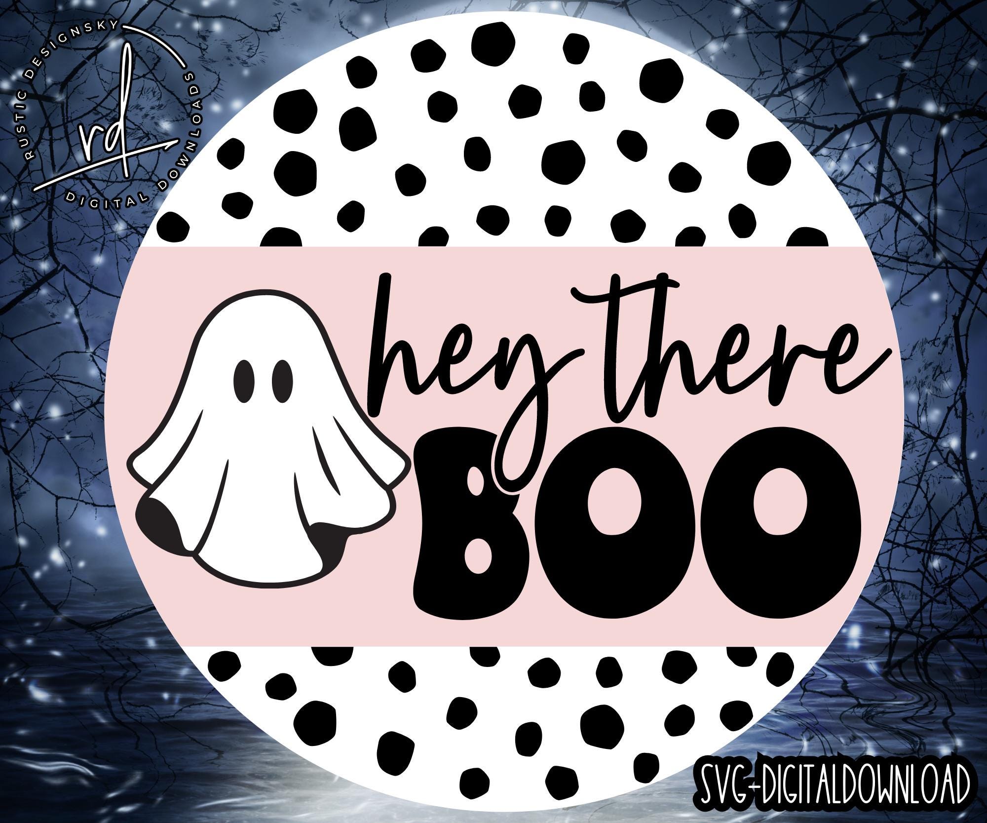 Retro Halloween Ghost SVG – Hey There Boo Polka Dot Design (digital ...