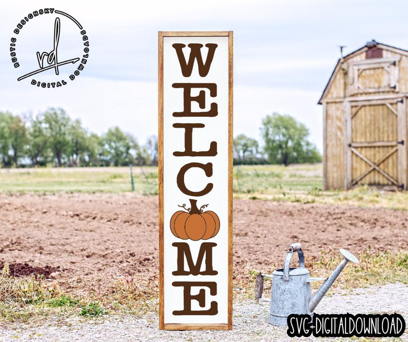 SVG/PNG- Welcome With Fall Pumpkin Porch Leaner Design-cricut ...