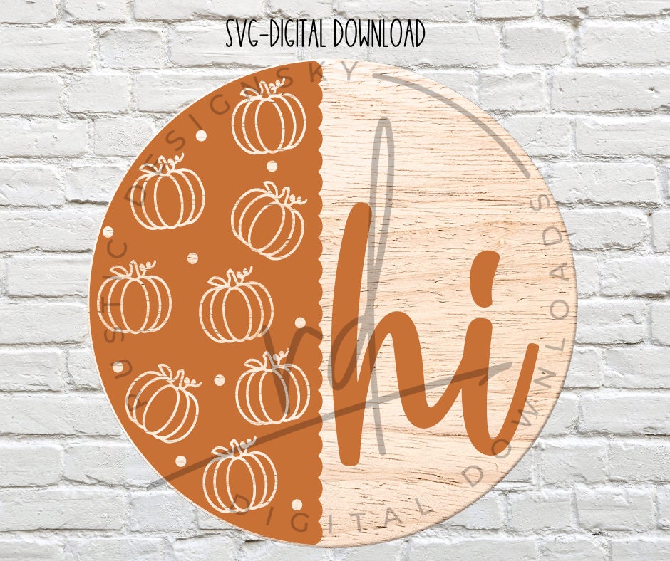 SVG/PNG- Hi With Pumpkin and Dot Pattern-cricut|digitaldownload ...