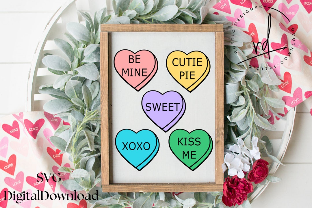 SVG- Variety Candy Heart Design-cricut|digitaldownload|valentines - Etsy