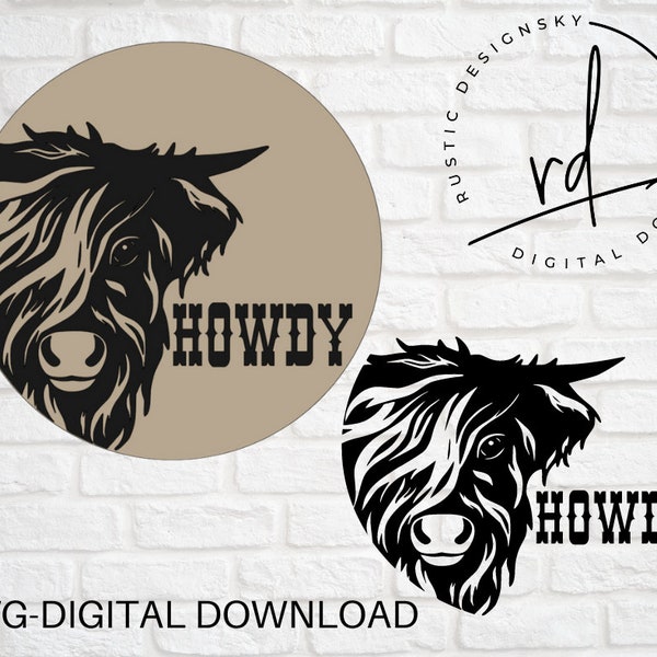 Highland Cow Howdy Svg - Etsy