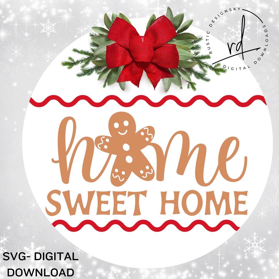 SVG/PNG- Home Sweet Home Gingerbread Man and Wavy Icing Lines-cricut ...