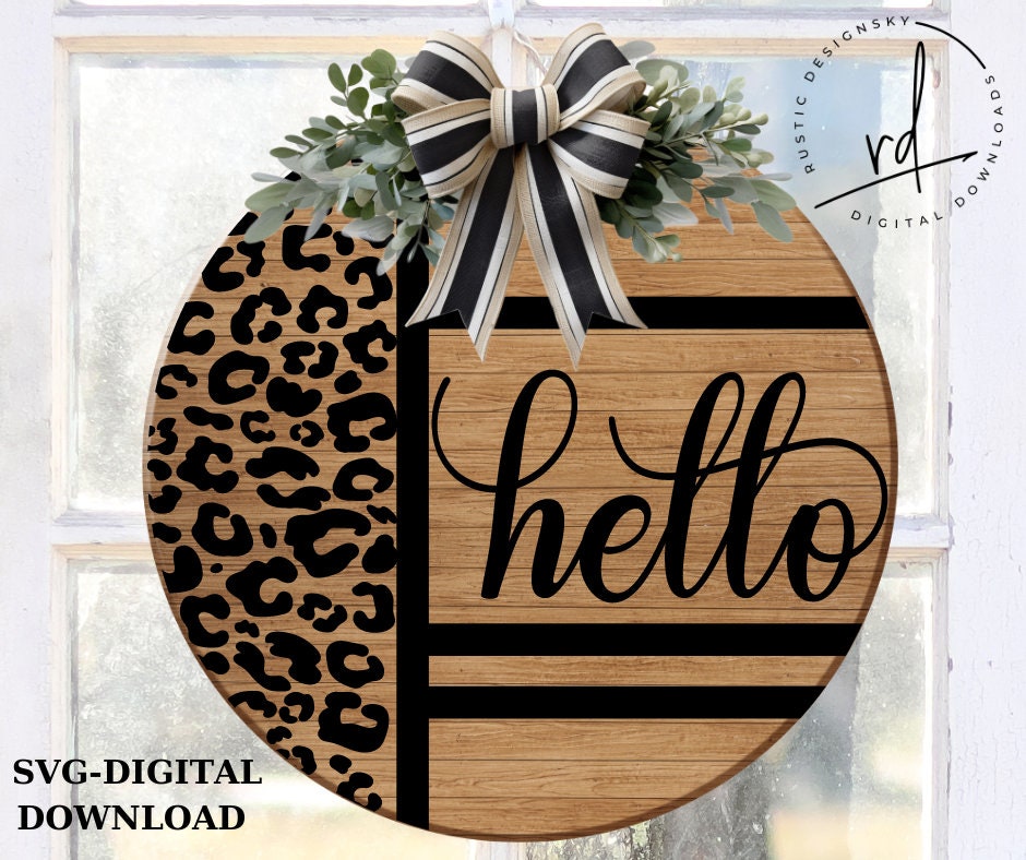 SVG/PNG- Hello Cheetah Print Line Design-cricut|digitaldownload - Etsy