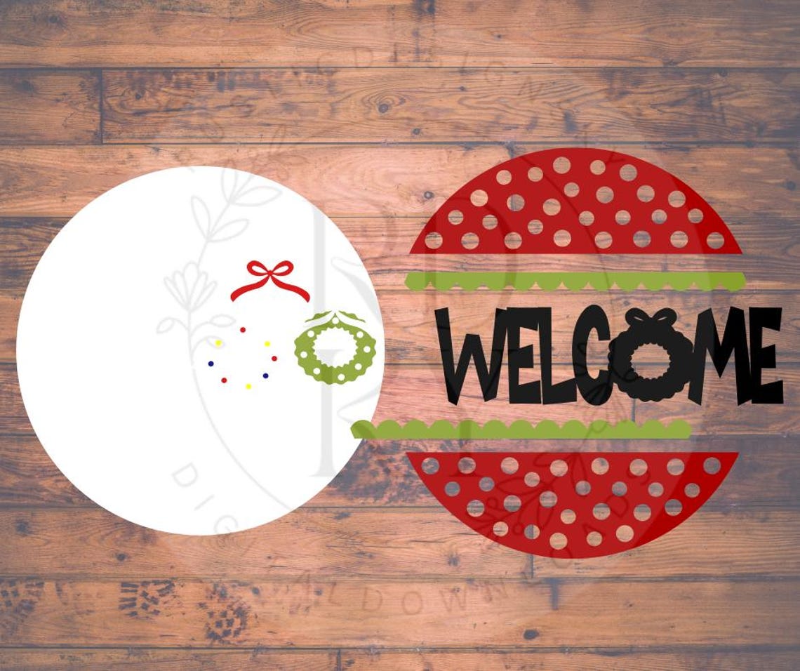 Svg/png-welcome With Funky Wreath and Polkadot Pattern Christmas Design ...