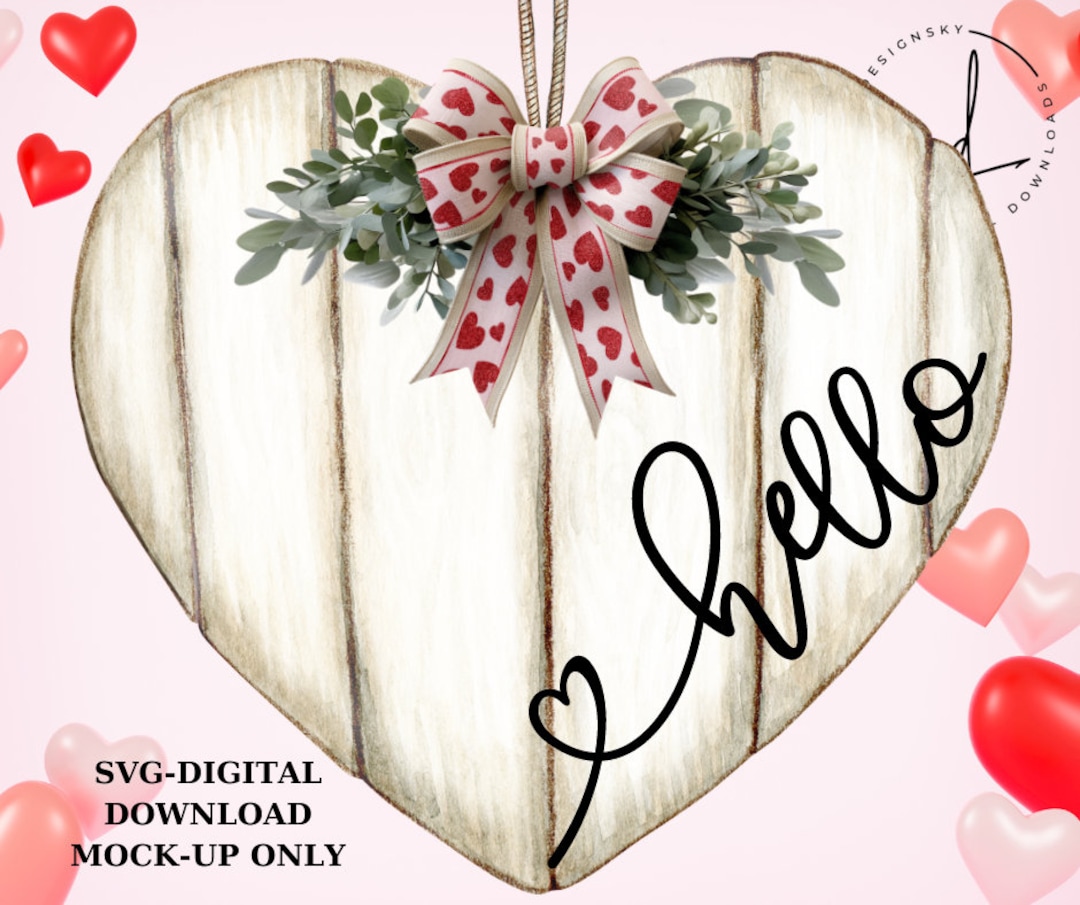 SVG/PNG- Hello With Heart Swashes Letter Design-cricut|digitaldownload ...