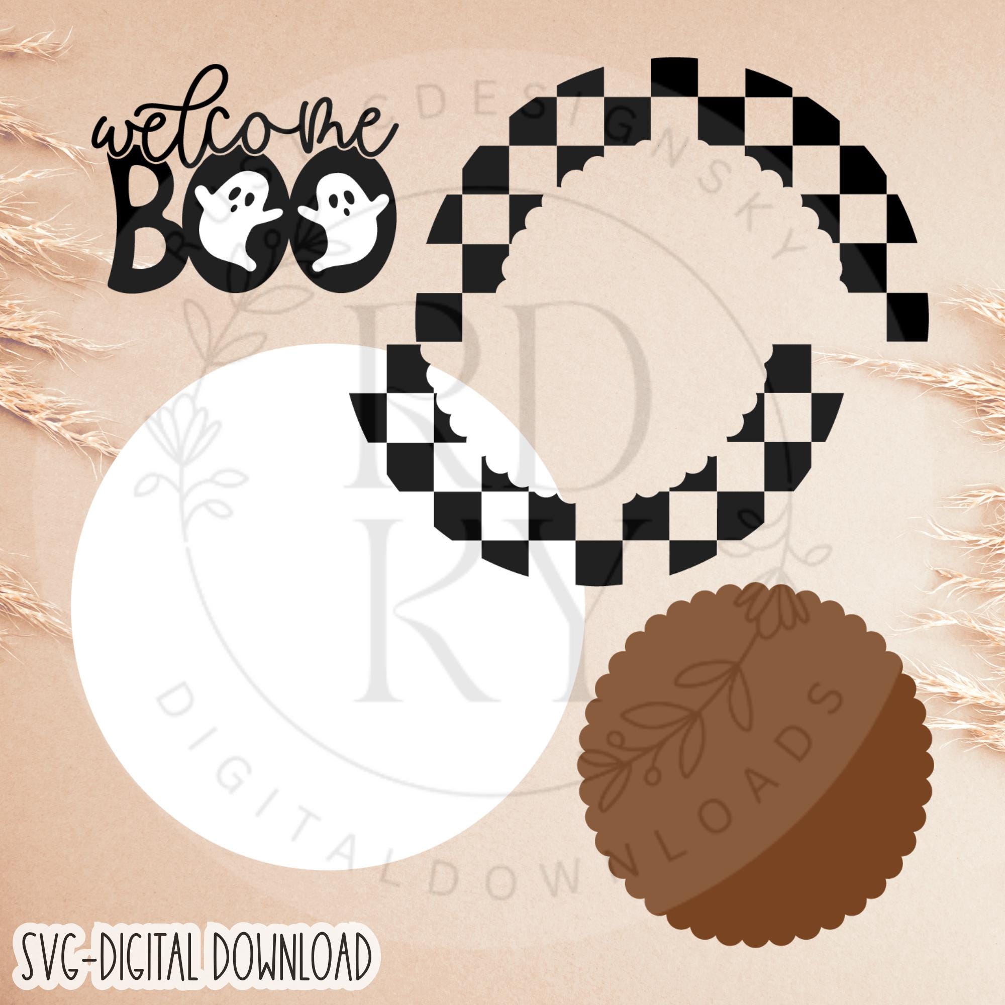 SVG -welcome Boo With Checkered Pattern Design-cricut|digitaldownload ...