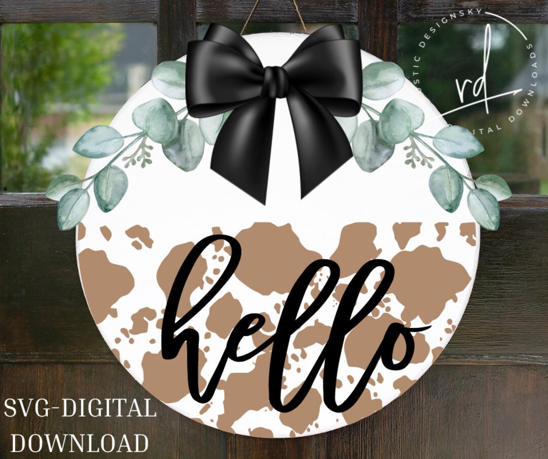 SVG/PNG- Cowhide Hello-cricut|digitaldownload|doorhangerdesign - Etsy