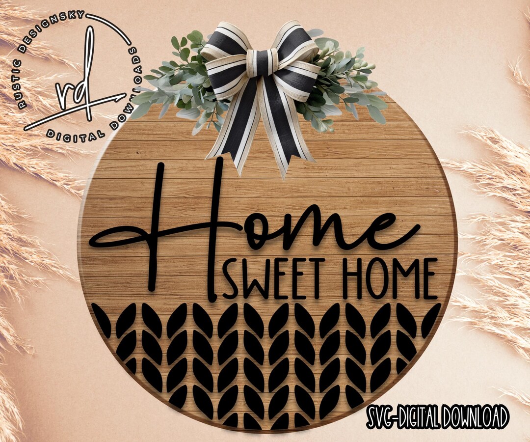 Svg/png-home Sweet Home With Knit Pattern Design-cricut|digitaldownload ...