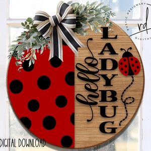 SVG- Hello Lady Bug With Black & White Ladybug-polka Dot Pattern-laser ...